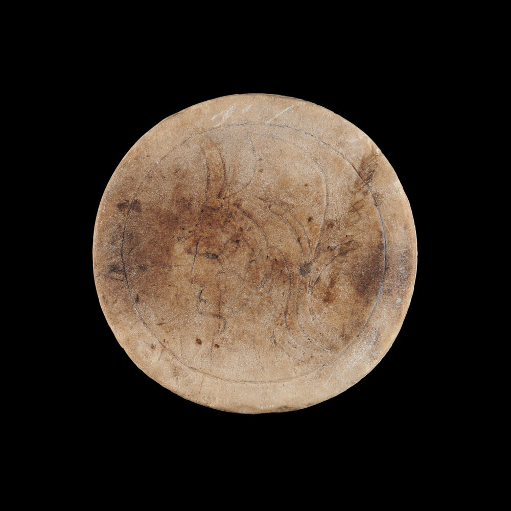 ANCIENT GREEK RITUAL STONE DISC, 4TH - 2ND CENTURY B.C.